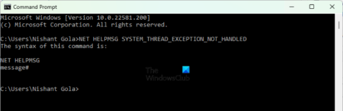 Convert Windows error codes to strings using NET HELPMSG command