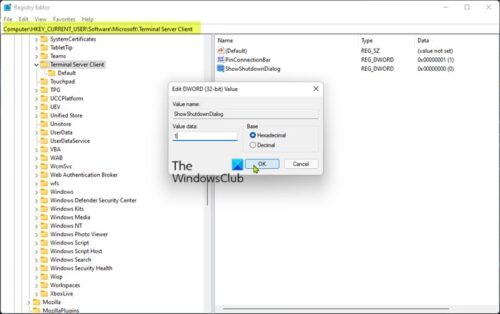 Turn on or off Your remote session will be disconnected RDC prompt