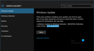 Windows Update and Security settings in Windows 10