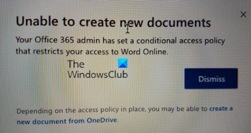 Unable to create new documents in Office 365