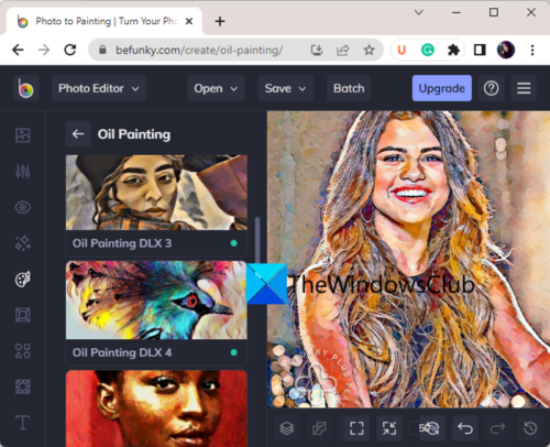 How to convert Photo to Oil Painting using free software or online tools