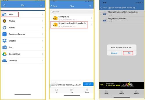 How to open ZIP file in iPhone or Android Mobile