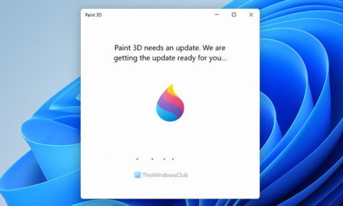 Paint 3D stuck at We are getting the update ready for you