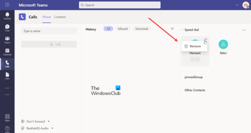 Create or Remove a Speed Dial Group in Microsoft Teams