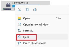 Create Safely Remove Hardware Shortcut to eject USB in Windows
