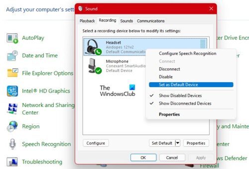 Corsair headset mic not working on Windows 11/10