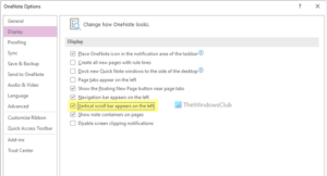 How to show vertical scroll bar on left in OneNote