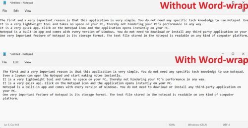 How to enable and use Word Wrap in Notepad