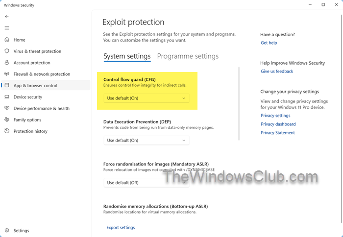 How to Turn Off Control Flow Guard in Windows 11
