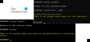 There is not enough usable space, Diskpart Virtual Disk Service error