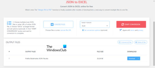 Convert JSON to Excel using free online converter tools