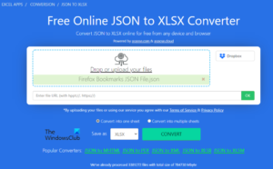 Convert JSON to Excel using free online converter tools
