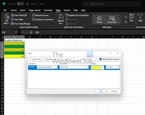 How to filter or sort Excel data using Cell Color and Font Color