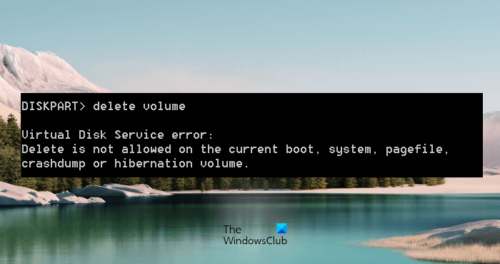 Delete is not allowed, Diskpart Virtual Disk Service error