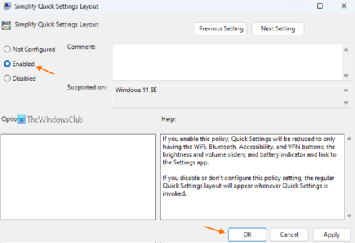 How to enable Simplified Quick Settings in Windows 11