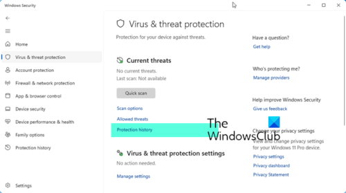 Restore Quarantined files or Add Exception in Windows Defender