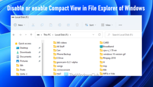 How to enable or disable Compact View in Explorer in Windows 11