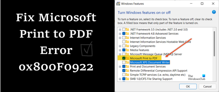 Fix Microsoft Print To PDF error code 0x800f0922