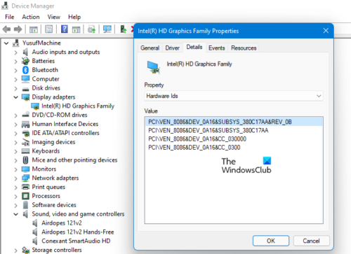 How to get Hardware ID from Device Manager in Windows 11/10