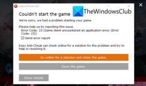 Lost Ark Launch Error Code 23, Game client encountered application error