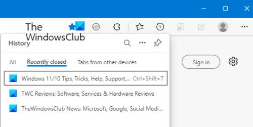 Microsoft Edge not restoring previous Tab session