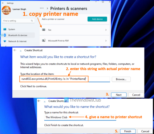 How to create a Printer shortcut in Windows 11/10 computer