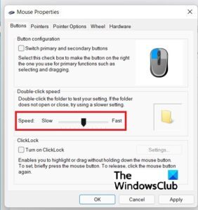 How to change Mouse Double Click Speed in Windows 11/10
