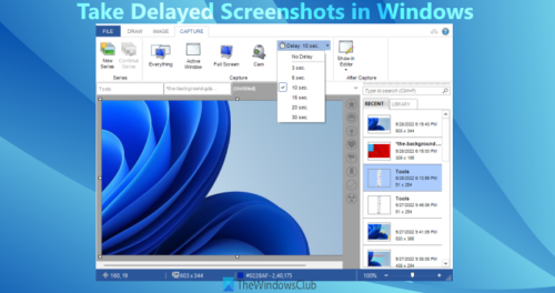 How to take Delayed Screenshots in Windows 11/10