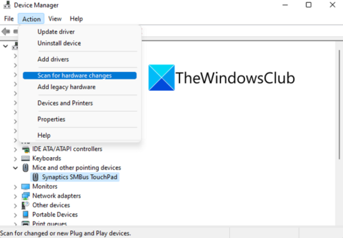 Touchpad driver not showing up in Device Manager of Windows 11/10