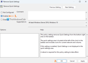 How to remove Quick Settings in Windows 11 computer