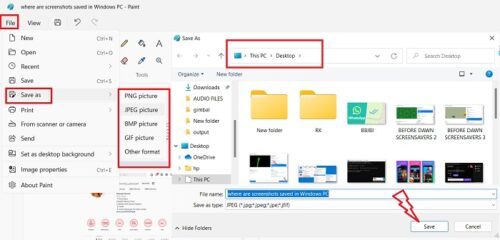 Where are Screenshots and Snips saved in Windows 11/10