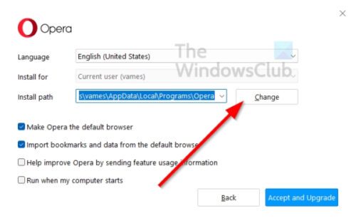 An error occurred while attempting to install Opera