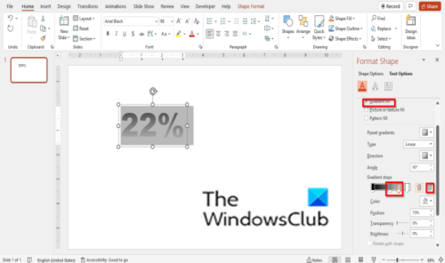 How to fill an area of Text or Shape by a percentage in PowerPoint