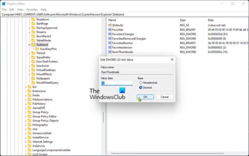 Make Taskbar show List instead of Thumbnail in Windows 11/10