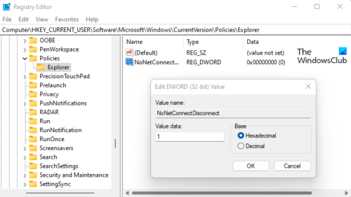 How to remove Map network drive Context Menu item on Windows 11/10