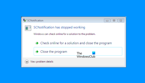 SCNotification has stopped working [Fixed]
