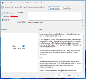How to remove Map network drive Context Menu item on Windows 11/10