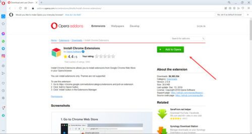 Install Chrome extensions on Opera browser