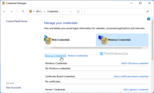 Add, Remove, Backup, Restore Passwords with Credential Manager