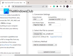 Convert EML to PDF using free online tools and software