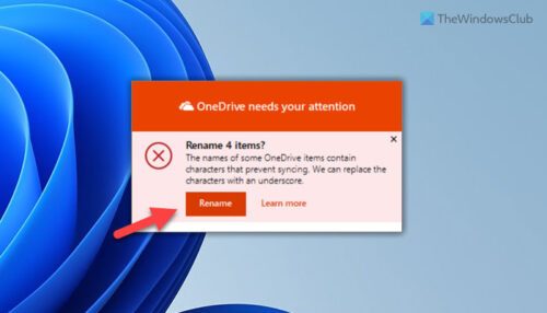 Names of some OneDrive items contain characters that prevent syncing