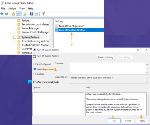 How To Turn Off System Restore In Windows 1110