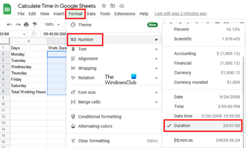 How to calculate Time in Google Sheets