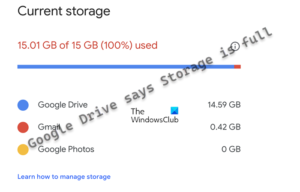 Google Drive says Storage is full but it's not