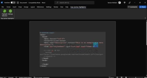 How to insert Code Blocks and Commands in Microsoft Word