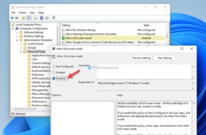 How to allow or block users from using Full screen mode in Edge