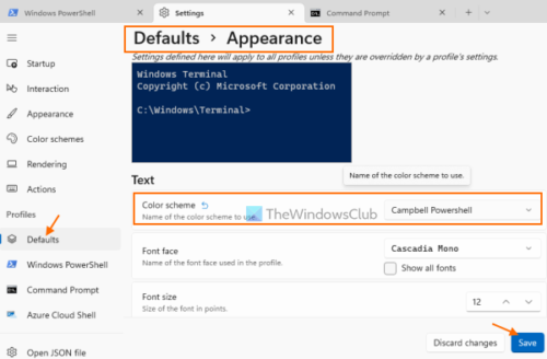 How to change Color Scheme for a Profile in Windows Terminal