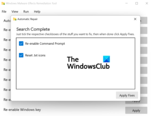 Windows Malware Effects Remediation Tool: Recover from virus attacks