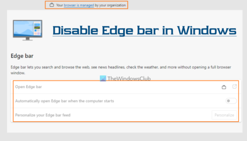 How to disable Edge bar in Windows 11/10