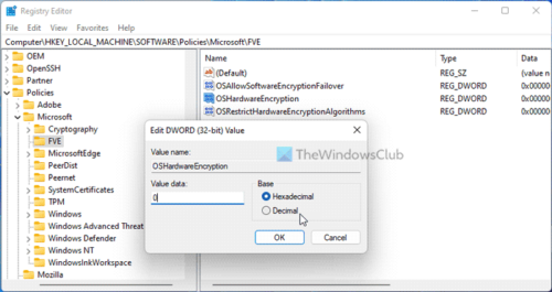 Disable Hardware Based Encryption On Operating System Drives